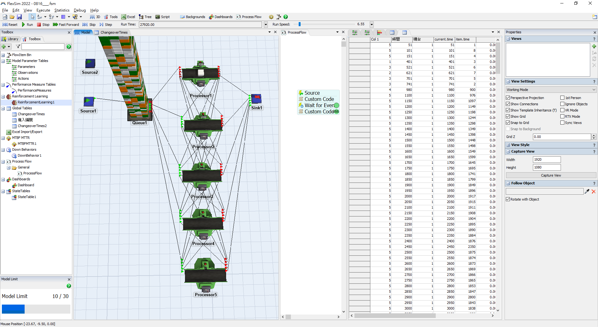 I Want Reinforcement Learning In This Model To Find The Optimal Schedule Flexsim Community